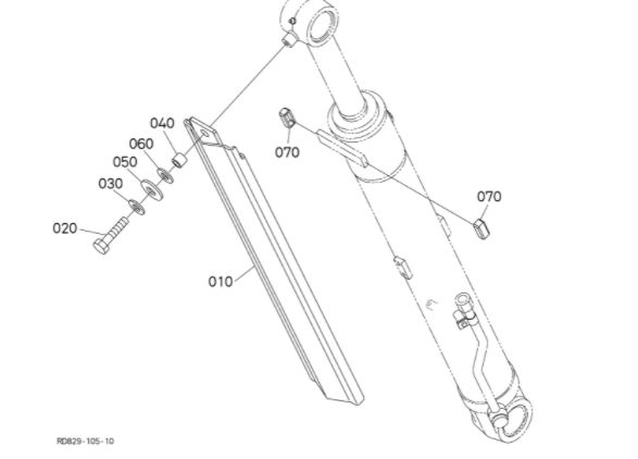 Kubota Excavator 080-4 Boom Ram Guard Part #: RD80967510 RD80967510 ...